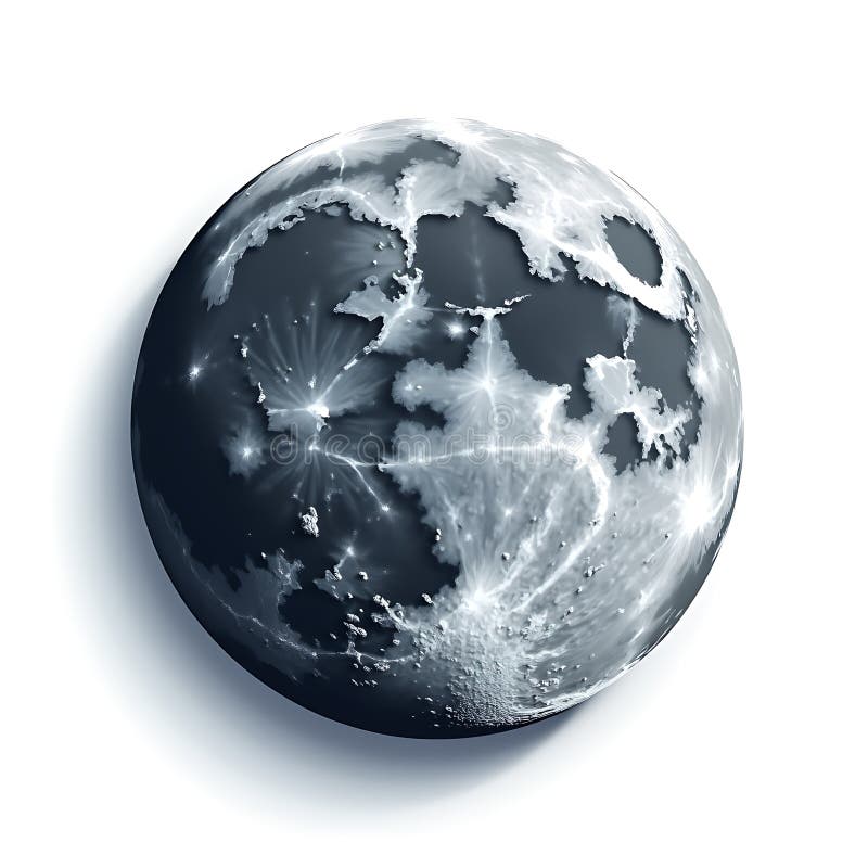 3D Realistic Moon with Craters and Shadows Stock Illustration ...