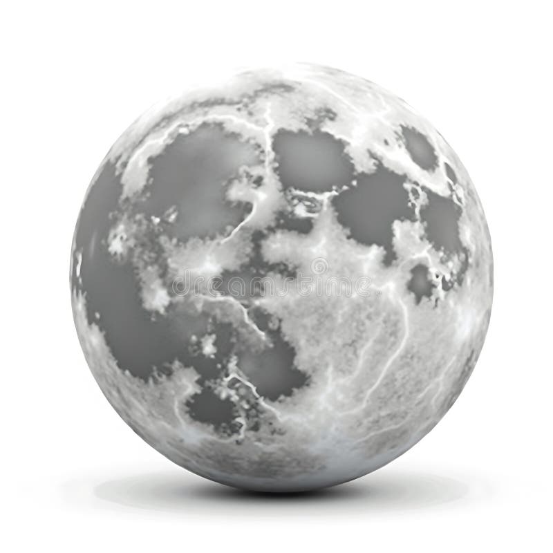 3D Realistic Moon Isolated on a White Background Stock Illustration ...