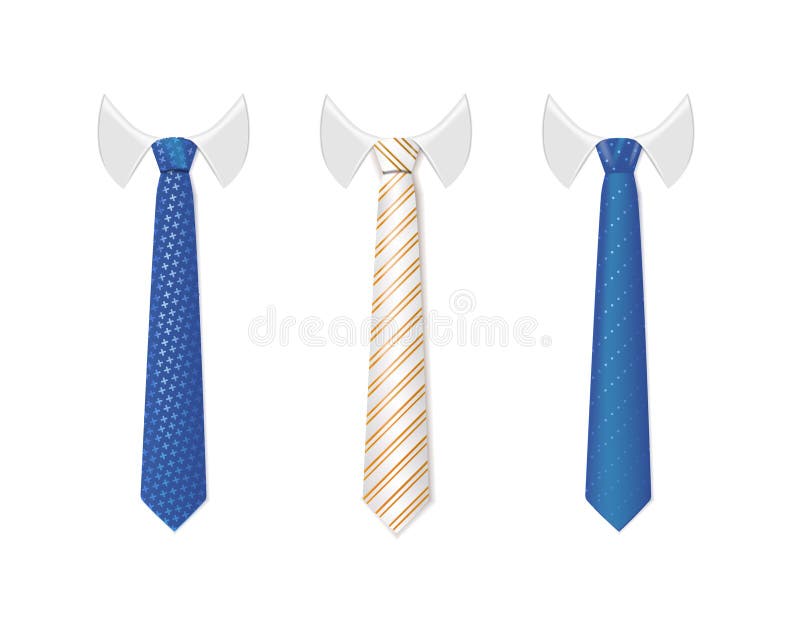 3d Realistic Neck Tie with White Collar. Tie Neck Vector with Different ...