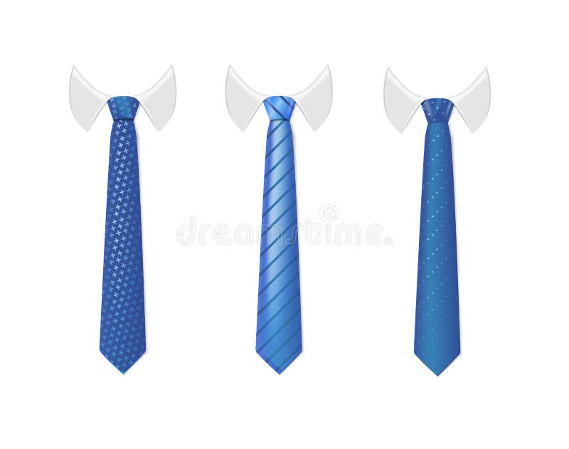 3d Realistic Neck Tie with White Collar. Tie Neck Vector with Different ...