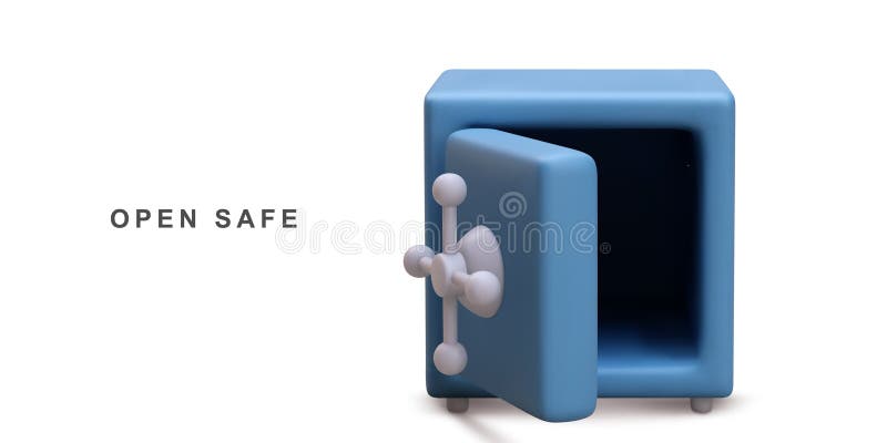3d Realistic Open Blue Safe Isolated on White Background. Vector ...