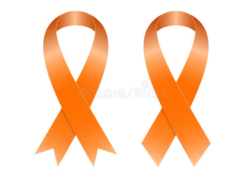 Realistic Orange Awareness Ribbon on White Background Vector ...