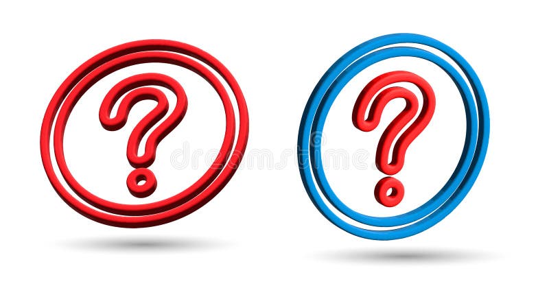 3D Realistic Outline Question Mark Vector Illustration. 3D Render ...