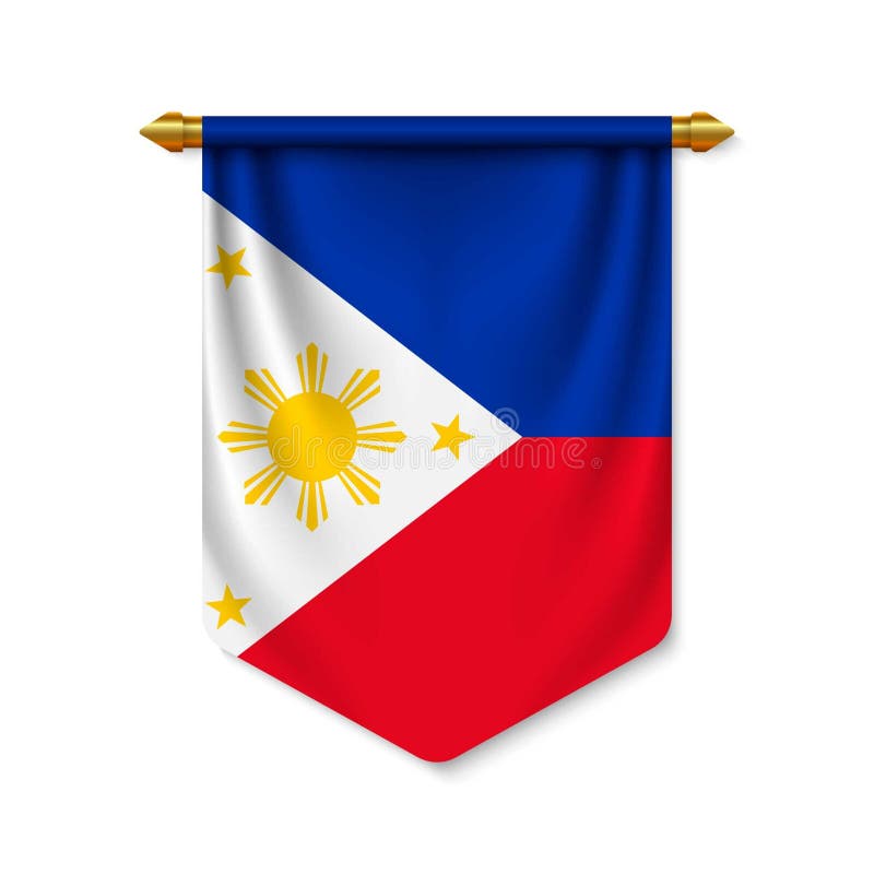 3d Realistic Pennant with Flagn Stock Illustration - Illustration of ...