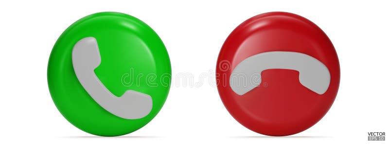 3D Realistic Phone Call Button Isolated on White Background. Answer and ...