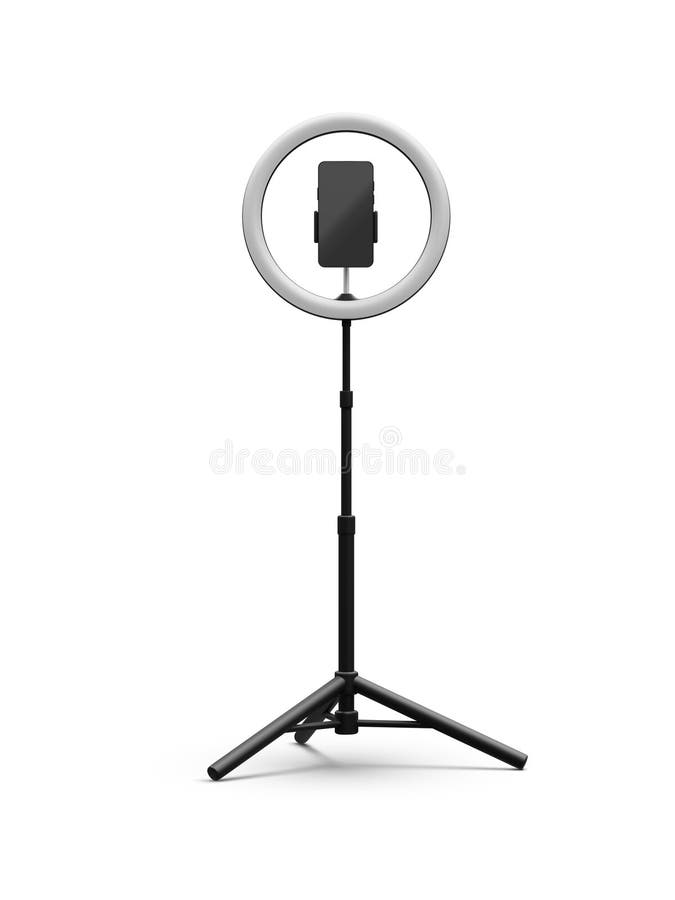 3d Realistic Phone on Tripod with Light Bulb. Live Stream Concept Stock ...