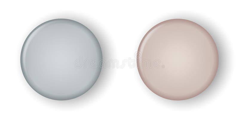 3d Realistic Pin Round Button in Grey and Beige Pastel Colors. Vector ...