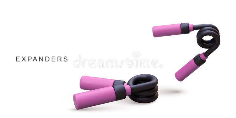 3d Realistic Pink Carpal Expanders on White Background. Vector ...