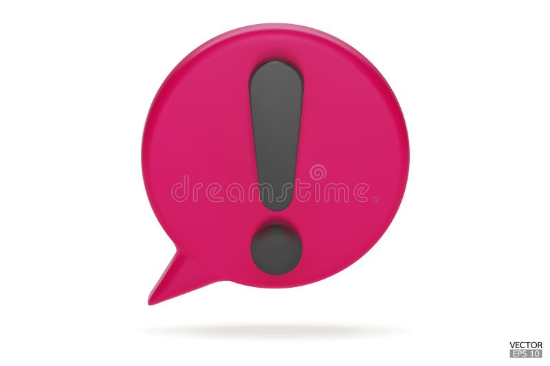 3d Realistic Pink Round Warning Sign on White Background. Hazard ...