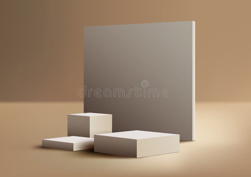 3D Realistic Products Display Empty Stage Three White Box Podium Stand ...