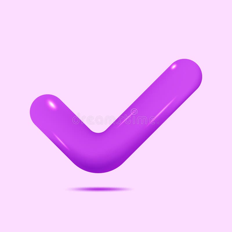 3d Realistic Purple Check Mark Icon. Vector Illustration Stock Vector ...