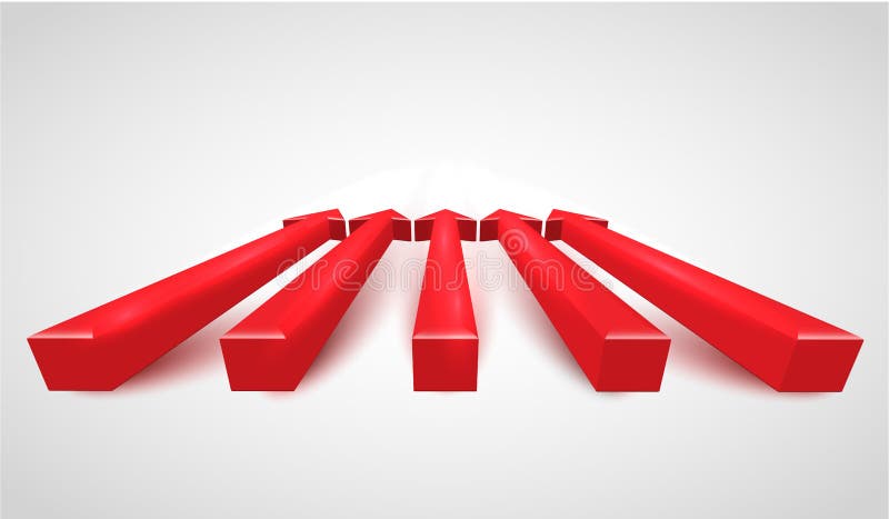 3D Realistic Red Arrows, Vector Stock Vector - Illustration of cloud ...