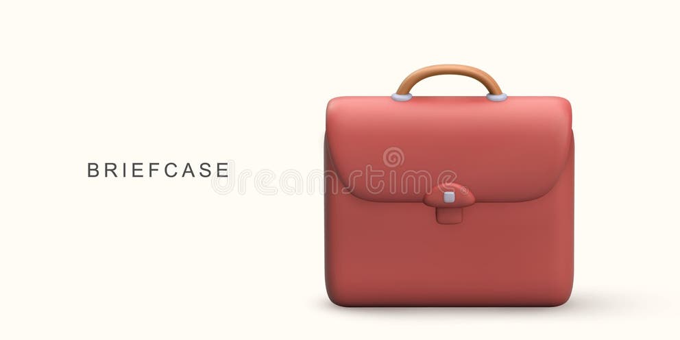 3d Realistic Red Briefcase on White Background. Vector Illustration ...