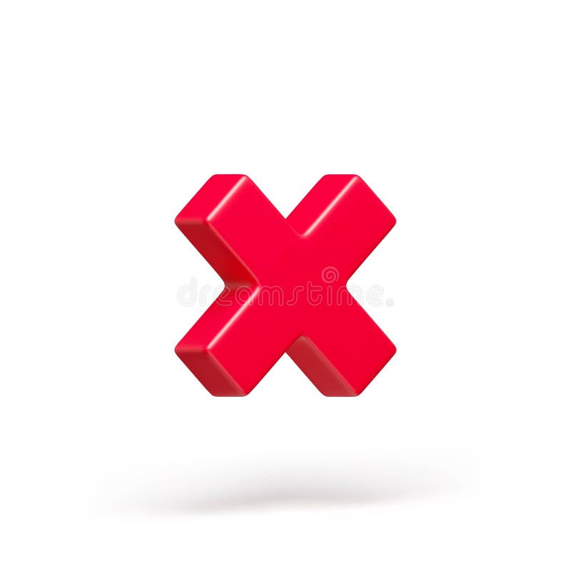 3D Realistic Red Wrong Rotating Check Mark Sign Stock Illustration ...