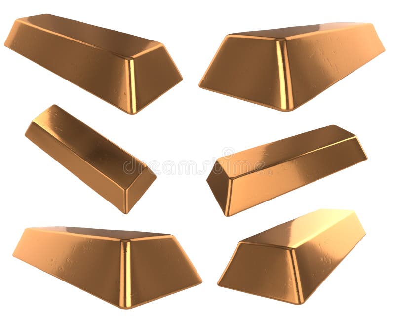 Bronz or Copper Bar Set Isolated on White Background Stock Illustration ...
