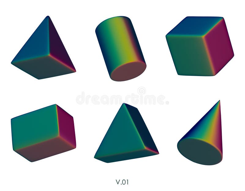 3D Realistic Render Geometric Figures. Matte Green Design Elements ...