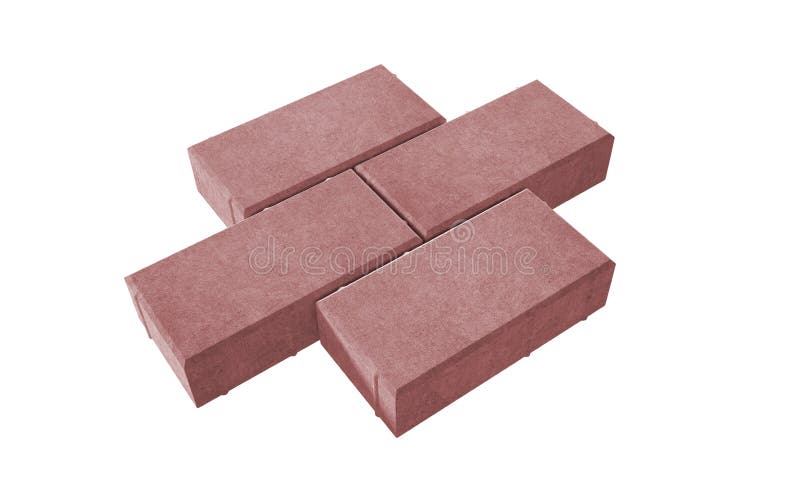 Red Lock Paving Bricks. Isolated on White Background Stock Illustration ...