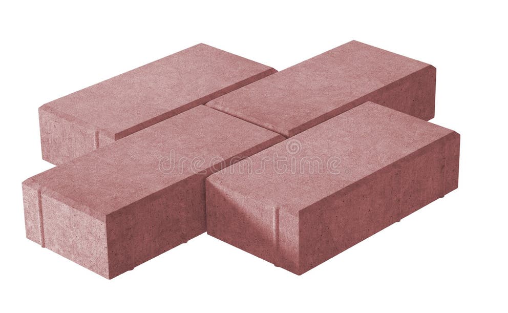 Red Lock Paving Bricks. Isolated on White Background Stock Illustration ...