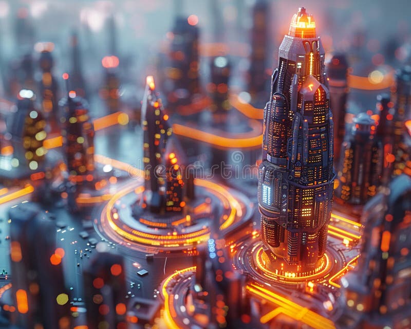 A Futuristic Cityscape Featuring an Innovative Highrise Building ...
