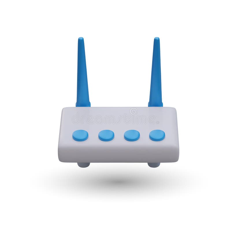 3d Realistic Router in Blue Colors on White Background with Place for ...