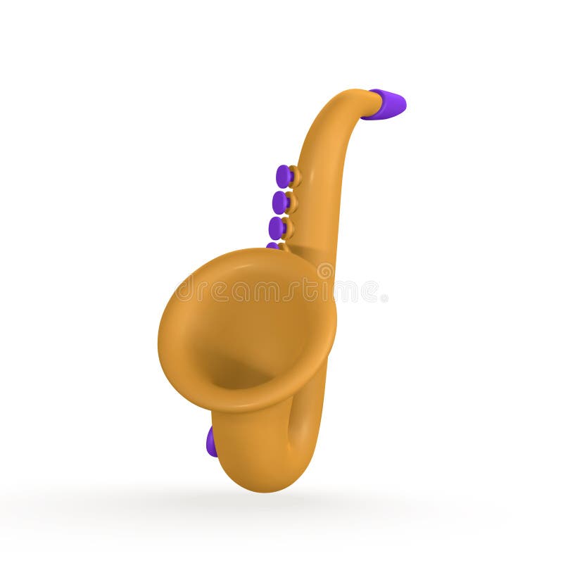 3d Realistic Saxophone for Music Concept Design in Plastic Cartoon ...