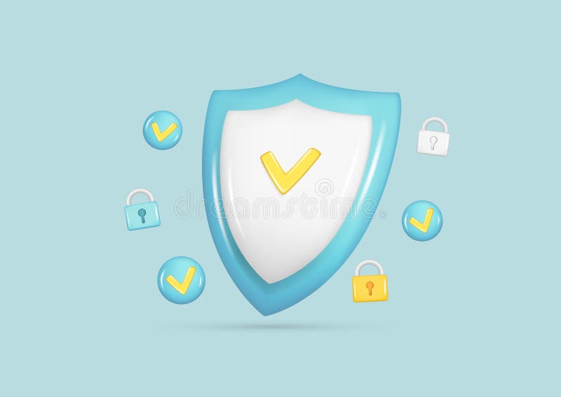 Realistic 3d Security Safe Icon with Padlock, Checkmark. Customer 3d ...