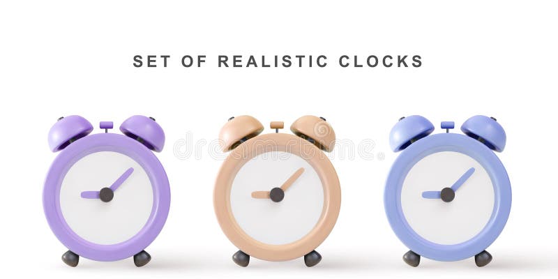 3d Realistic Set Clock. Vector Illustration Stock Vector - Illustration ...