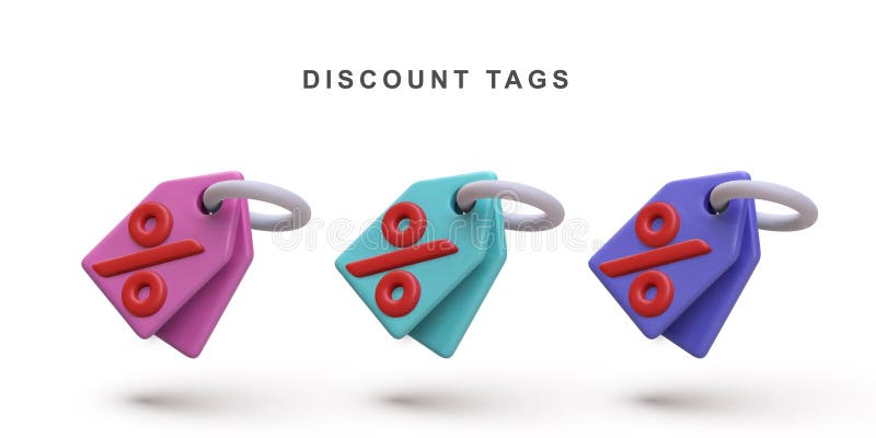 3d Realistic Set of Discount Tags. Vector Illustration Stock Vector ...