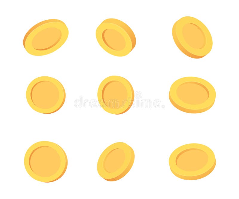 3d Realistic Set Rotation Coins Different Angles Vector Design Stock ...