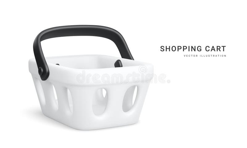 3d Realistic Shopping Cart Isolated on White Background. Empty Shopping ...