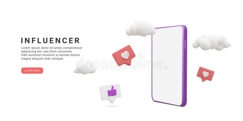 3d Realistic Social Media Influence Concept. Vector Illustration Stock ...