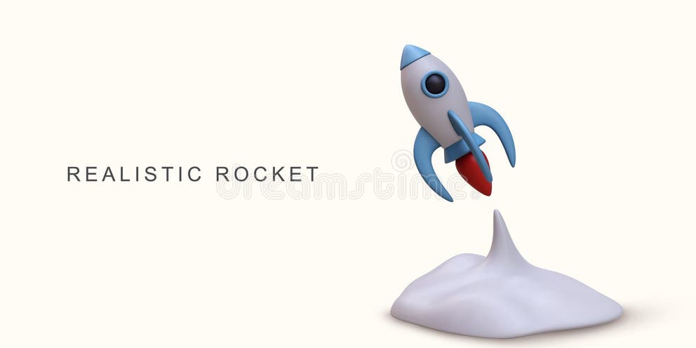 3d Realistic Space Rocket Launch on White Background. Vector ...