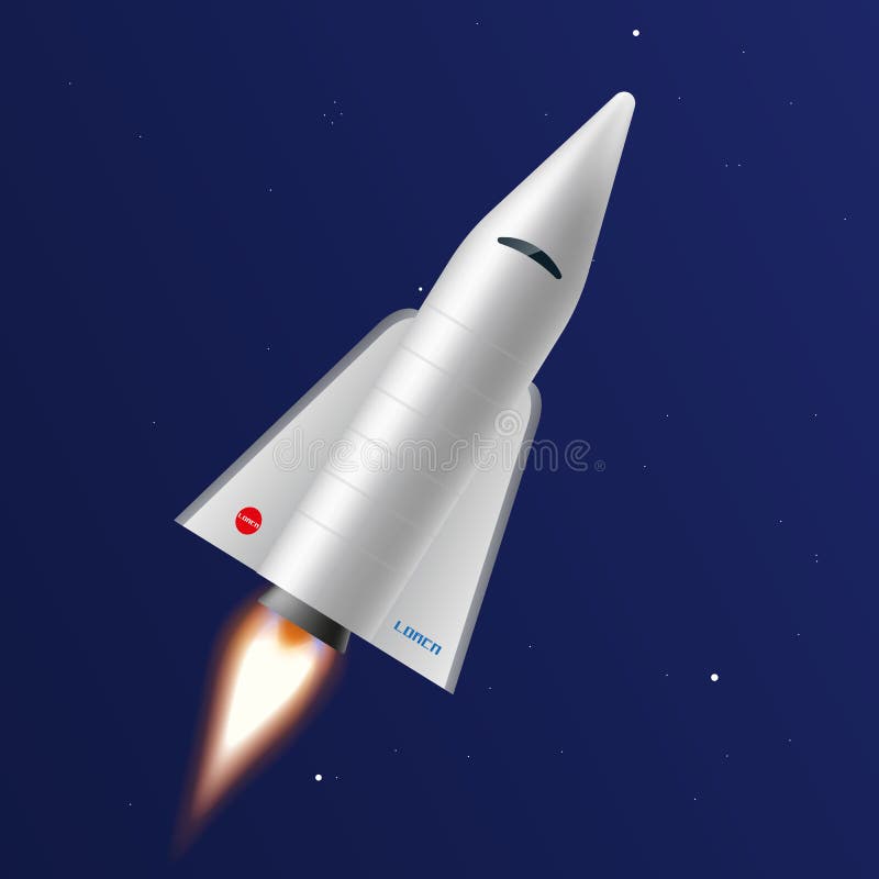 3D Realistic Space Shuttle Launch. Space Rocket with Wings Fly Diagonal ...