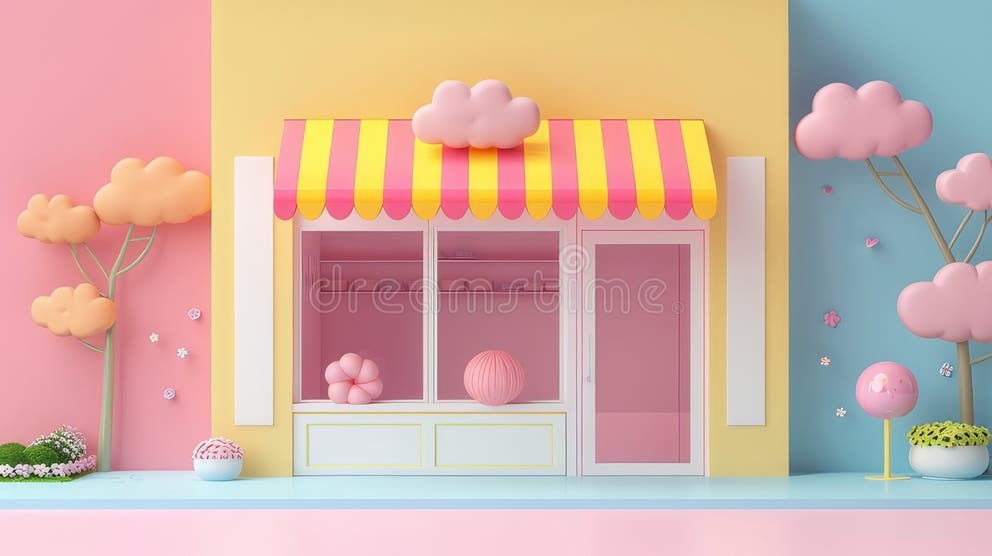 3d Realistic Store. Online Shopping Concept Stock Illustration ...
