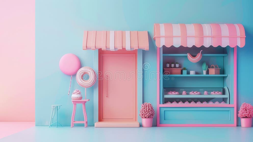 3d Realistic Store. Online Shopping Concept Stock Illustration ...
