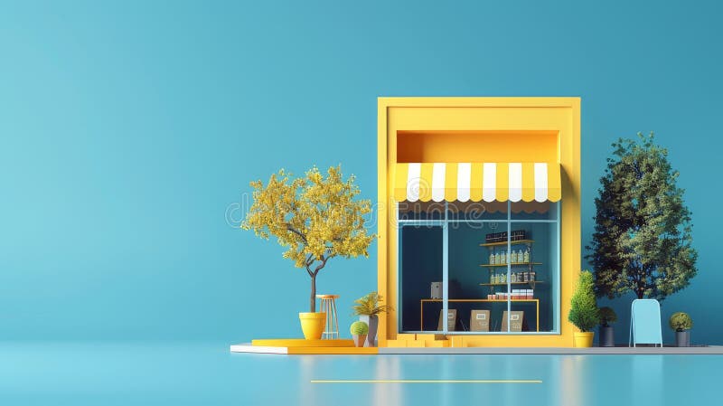 3d Realistic Store. Online Shopping Concept Stock Illustration ...