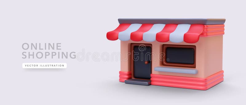 3d Realistic Store with Shadow. Online Shopping Concept. Vector ...