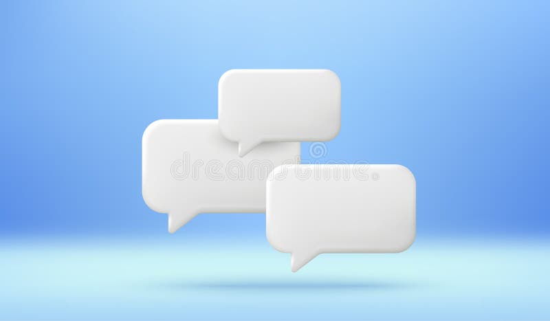 3d Realistic Style Chat Bubbles on Blurred Background. Social Network ...