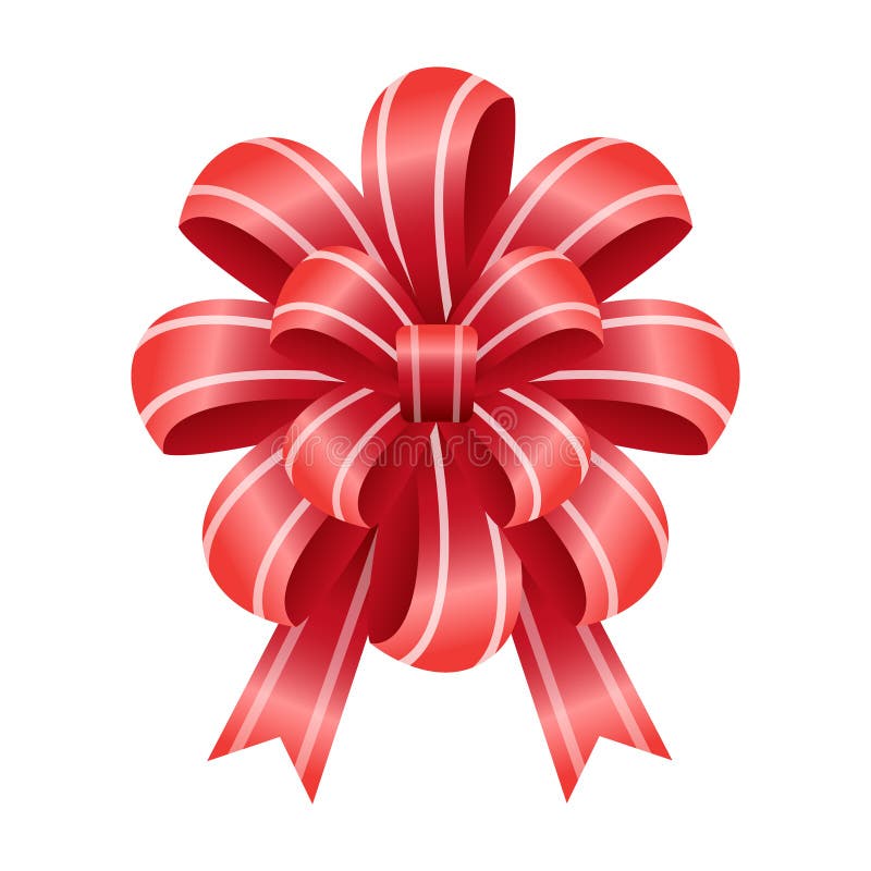3D Realistic Style Gradient Red Flower Ribbon Cartoon Illustration ...