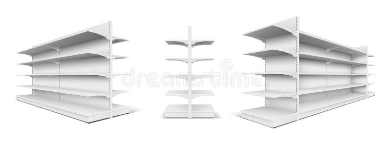 3D Realistic Supermarket Shelf Mockup with Five Shelves and Empty Space ...