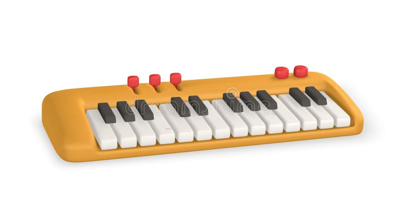 3d Realistic Synthesizer. Music Concept Design in Plastic Cartoon Style ...