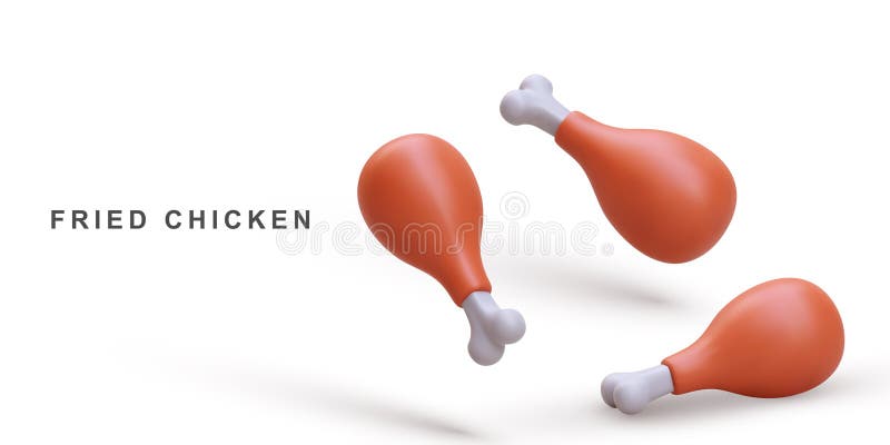 3d Realistic Three Fried Chicken Legs. Vector Illustration Stock Vector ...