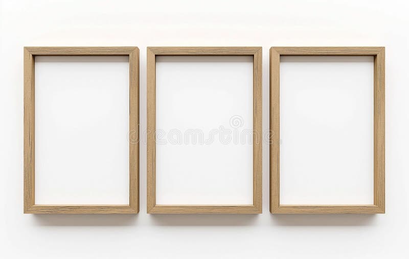 3d Realistic Three Picture Frames in Wooden on White Background, Space ...