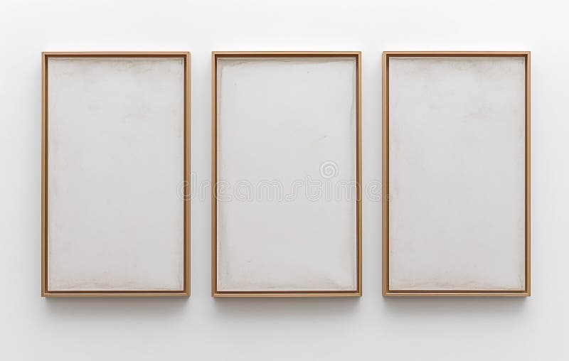 3d Realistic Three Picture Frames in Wooden on White Background, Space ...