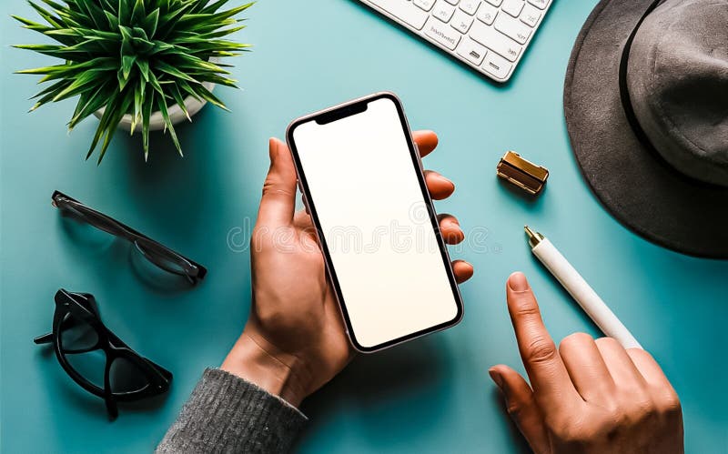 3d Realistic Top View Mockup of an Iphone with Empty Screen, Sitting on ...