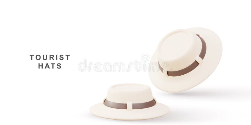 3d Realistic Tourist Hats. Vector Illustration Stock Vector ...