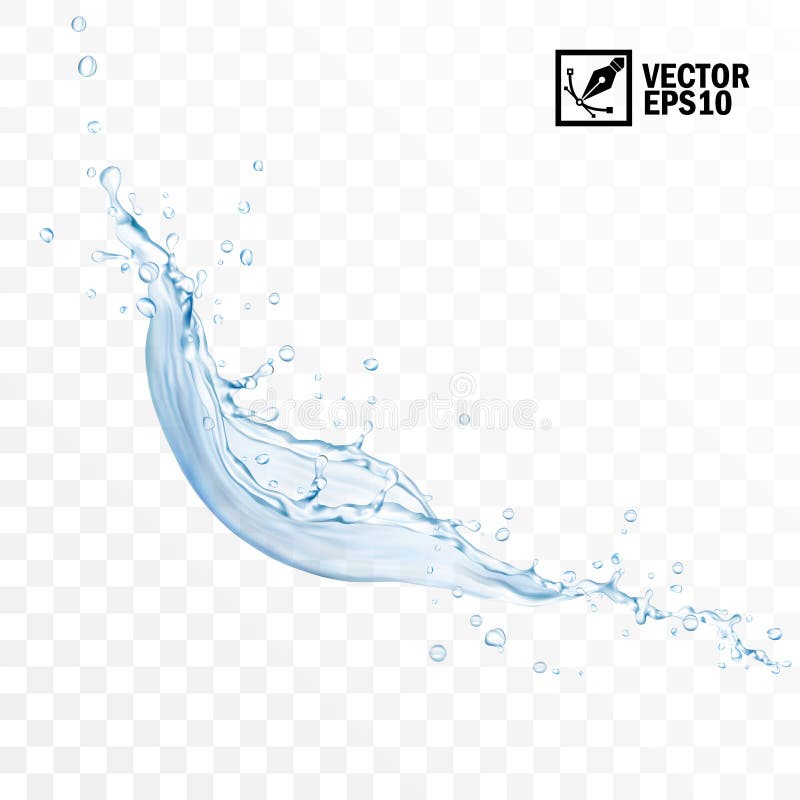3D Realistic Transparent Isolated Vector Falling Splash of Water with ...