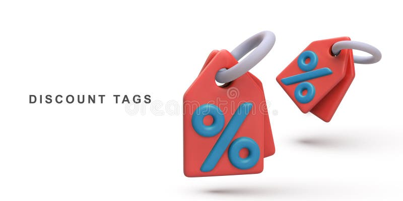 3d Realistic Two Discount Tags Isolated on White Background. Vector ...