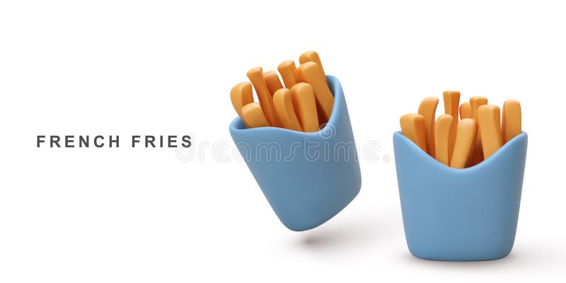 3d Realistic Two French Fries . Vector Illustration Stock Vector ...