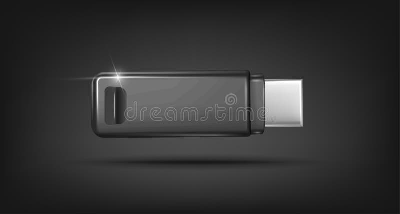 3d Realistic Vector Icon. Black Usb Flash Drive Mock Up. Stock ...